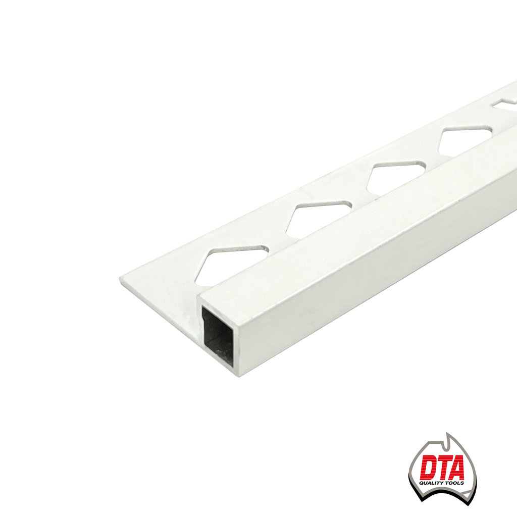Box Square Edge Aluminum Trim 12mm x 3m (Gloss White) - Tile Stone Paver