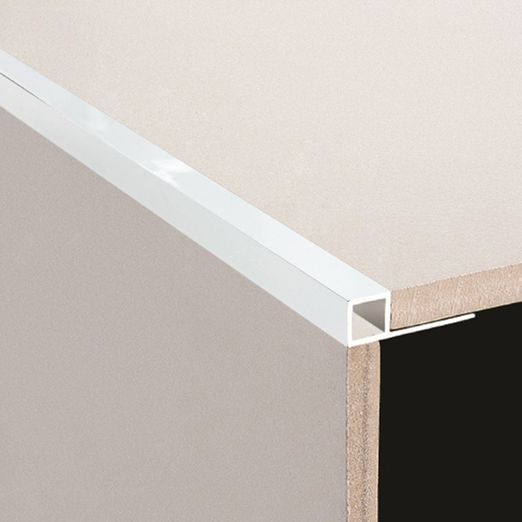 Box Square Edge Aluminum Trim 8mm x 3m (Gloss White) - Tile Stone Paver