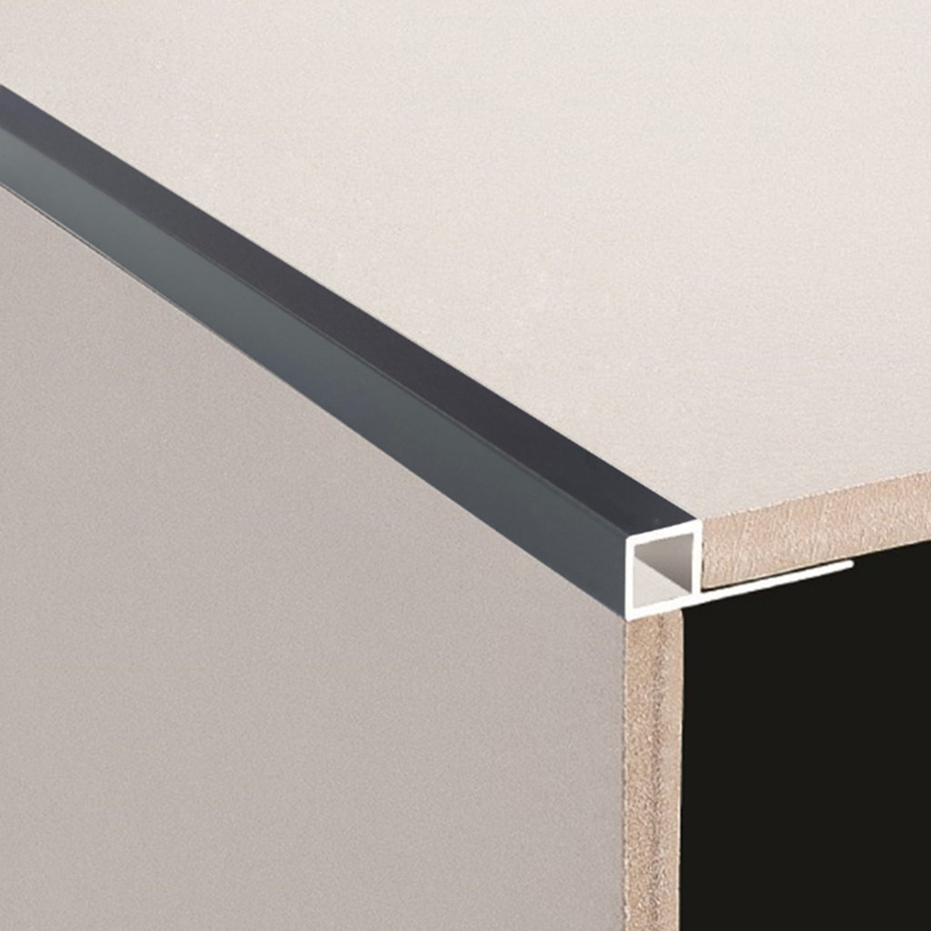 Box Square Edge Aluminum Trim 12mm x 3m (Matt Black) - Tile Stone Paver