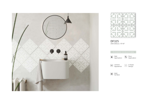 Picasso Bloom Pale Green Matt Tile 200x200 - Tile Stone Paver