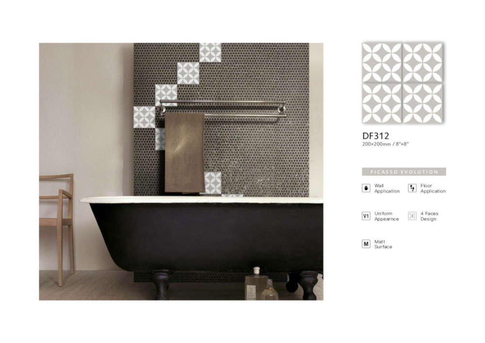 Picasso Star Grey Matt Tile 200x200 - Tile Stone Paver
