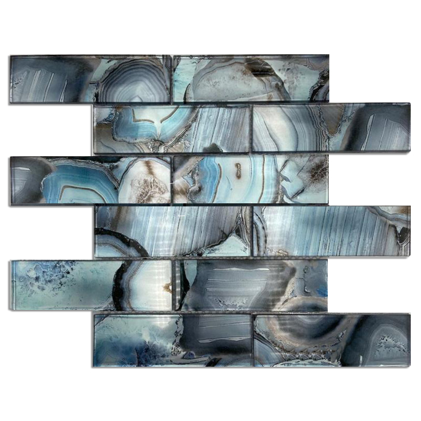 Lava Blue/Grey Brick Glass - Tile Stone Paver