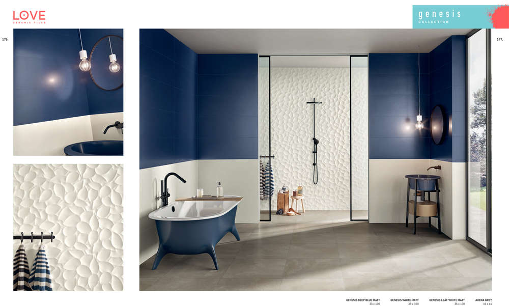 Genesis Leaf White Matt Wall Tile 350x1000 - Tile Stone Paver