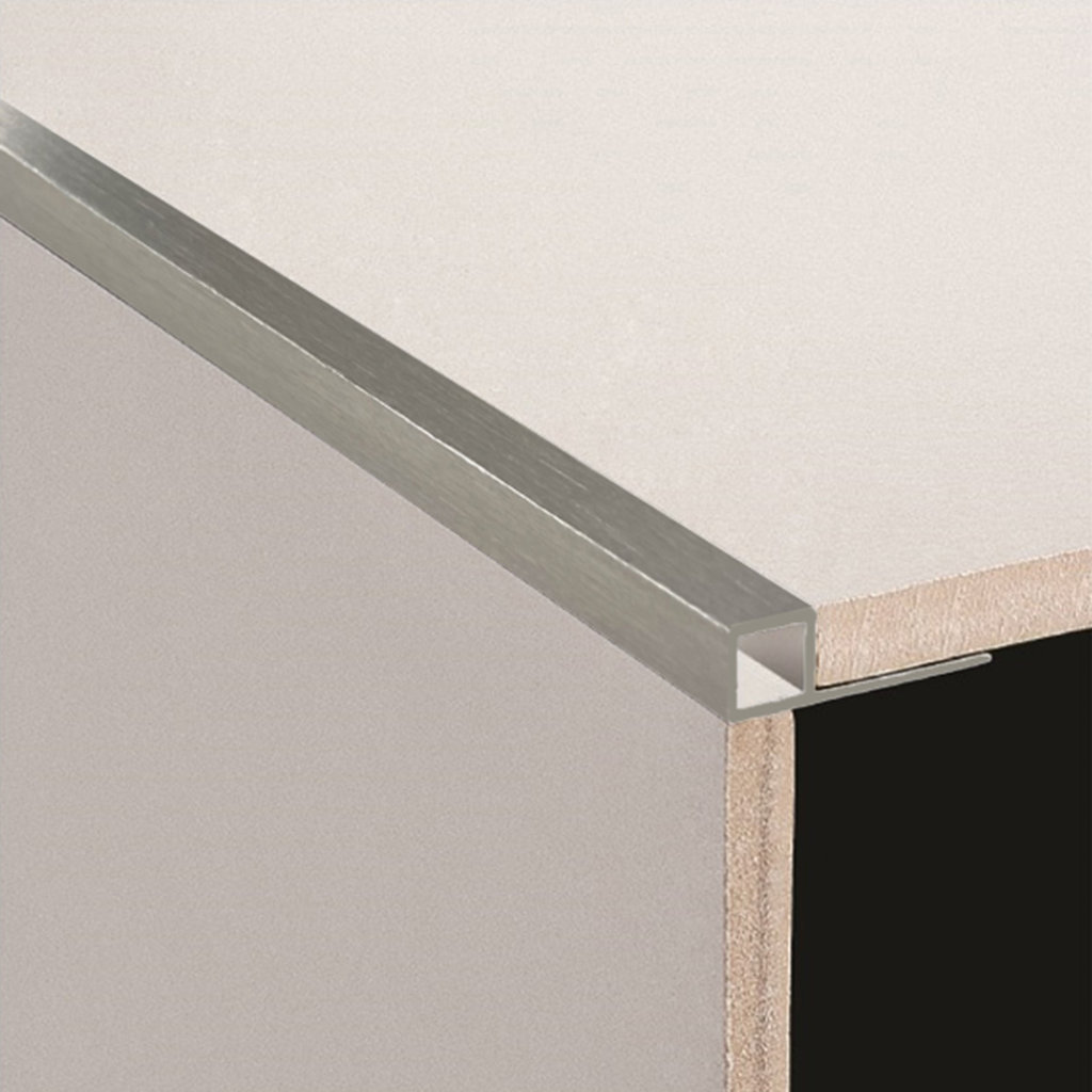 Box Square Aluminum Trim 12mm x 3m (Brushed Nickel) - Tile Stone Paver