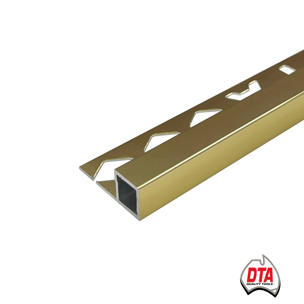 Box Square Edge Aluminum Trim 8mm x 3m (Bright Gold) - Tile Stone Paver