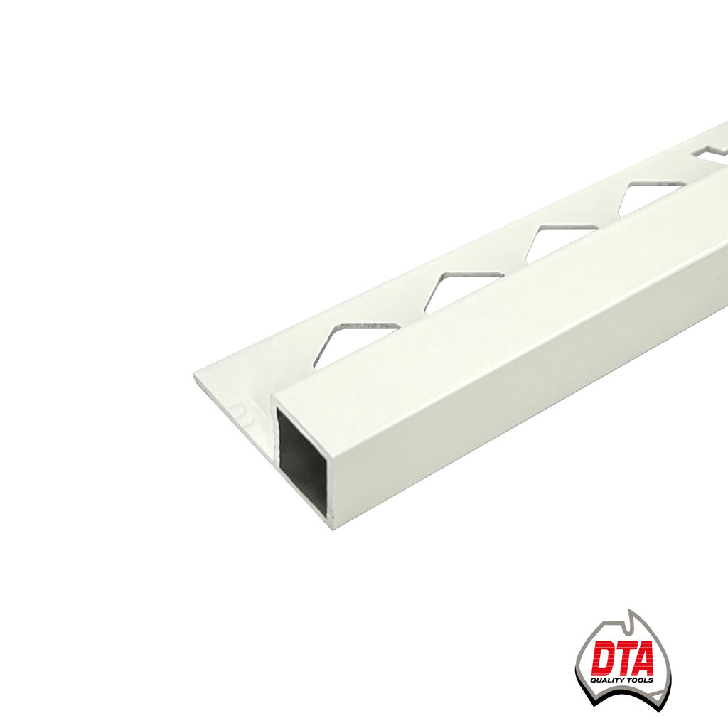 Box Square Edge Aluminum Trim 12mm x 3m (Matt White) - Tile Stone Paver