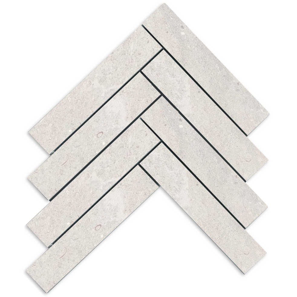 Provence Pearl Matt Herringbone Tile 34x175 - Tile Stone Paver