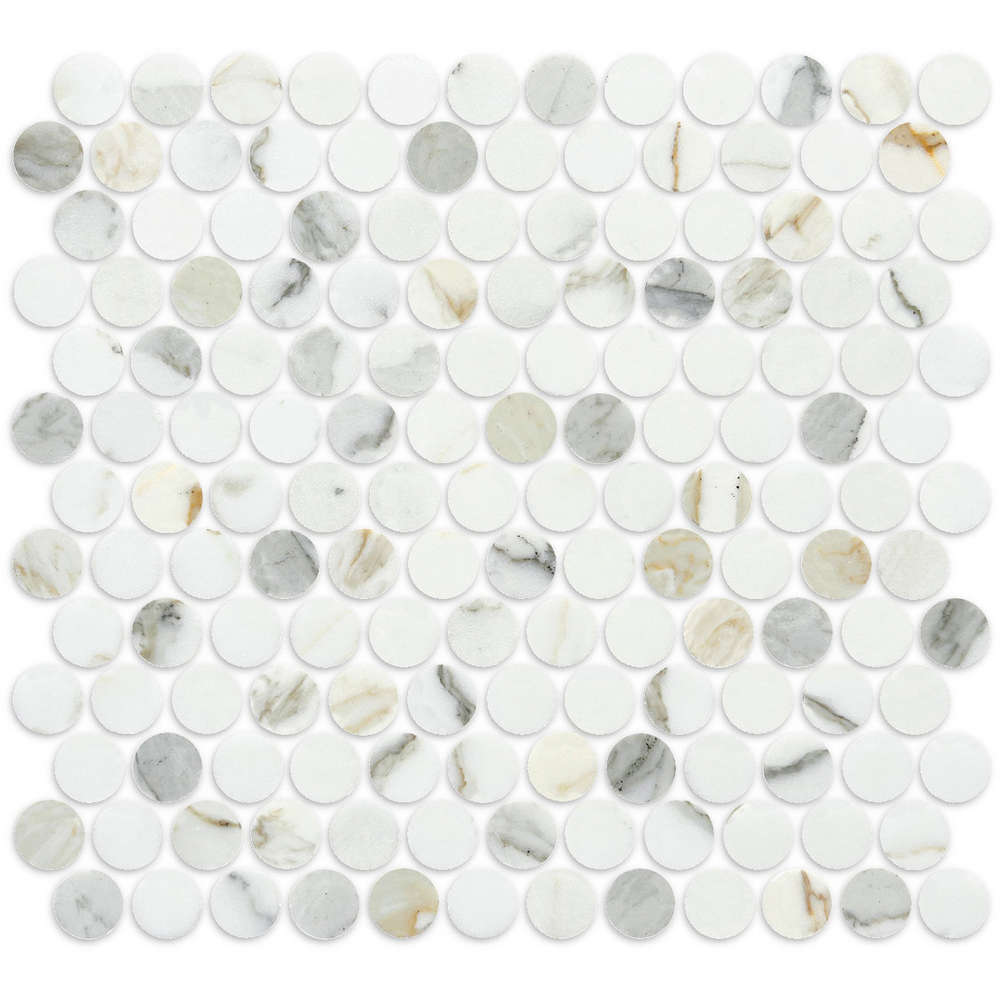 Artemis Calacatta Gold Penny Round Honed - Tile Stone Paver