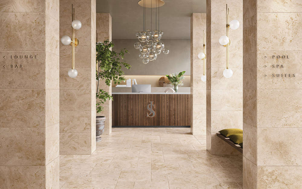 Tibur Beige Modulo French Pattern Matt - Tile Stone Paver