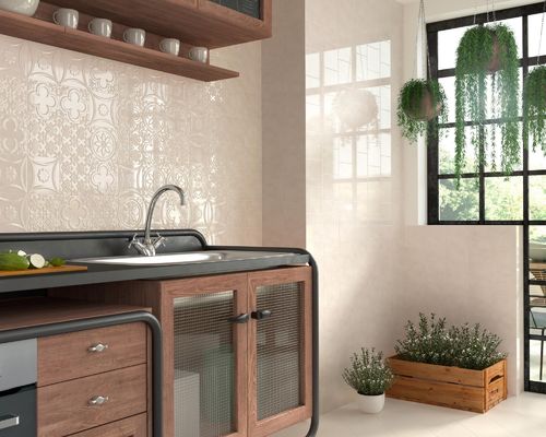 Lucciola Hueso Embossed Gloss Wall Tile - Tile Stone Paver
