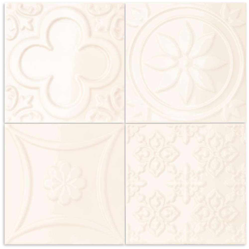 Lucciola Hueso Embossed Gloss Wall Tile - Tile Stone Paver