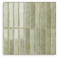 Riva Fingers Artichoke Green Gloss Tile 300x300 - TileStonePaver