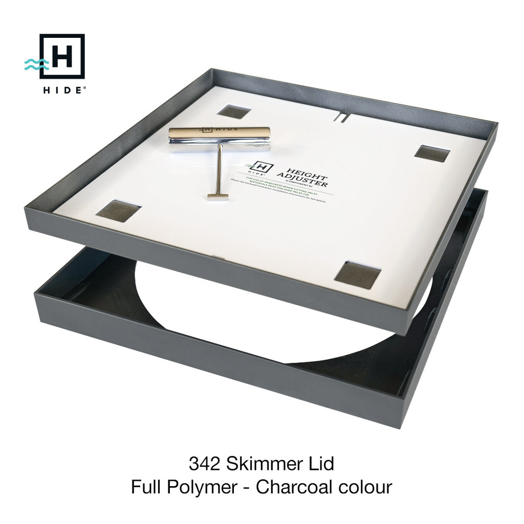 Hide Polymer Skimmer Lid Kit 342mm x 342mm - Charcoal - TSP