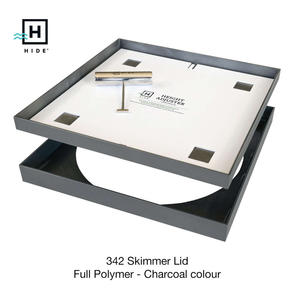 Hide Polymer Skimmer Lid Kit 342mm x 342mm - Charcoal - TSP