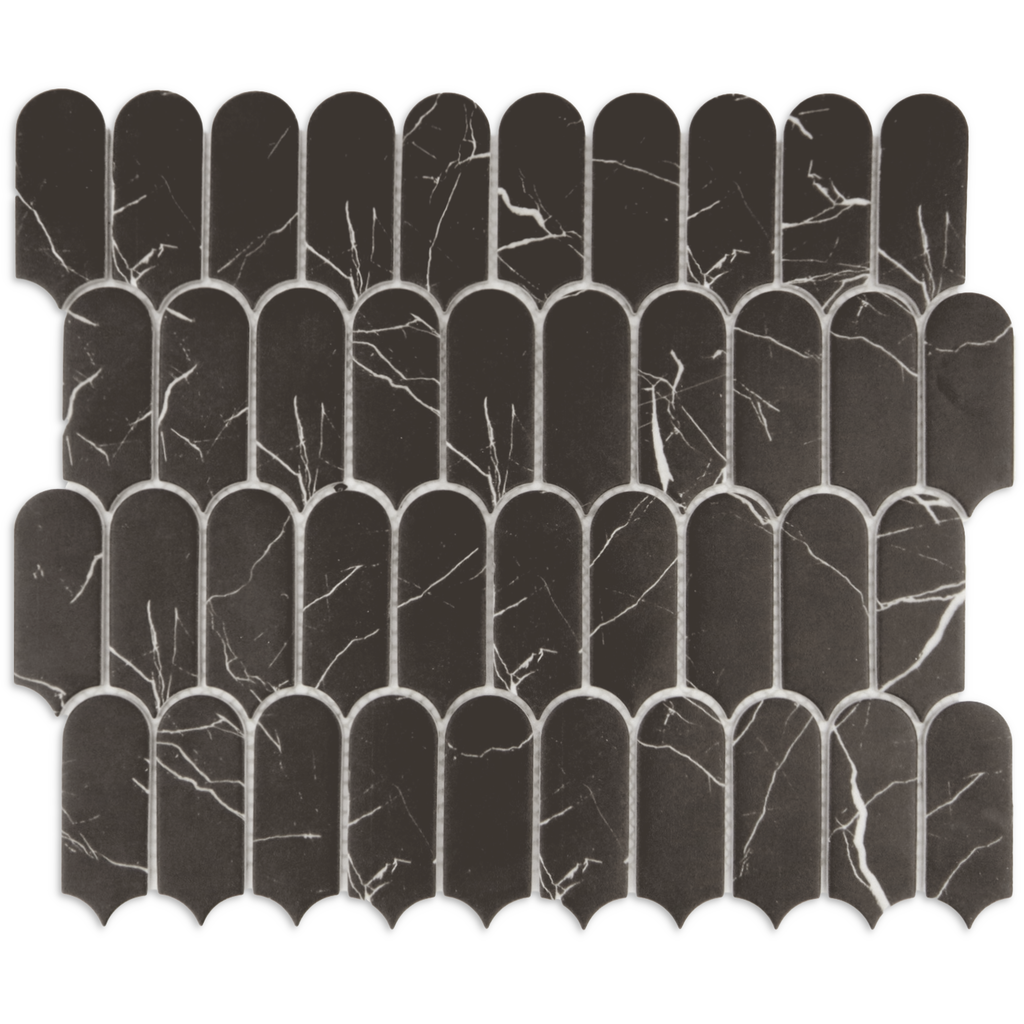 Boutique Marquina Glass Feather Mosaic - Tile Stone Paver