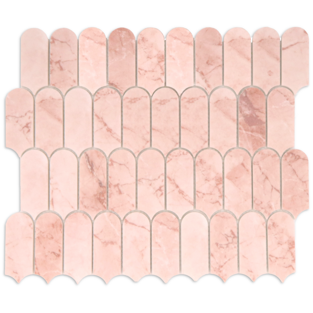 Boutique Rossa Crema Mix Glass Feather Mosaic - Tile Stone Paver