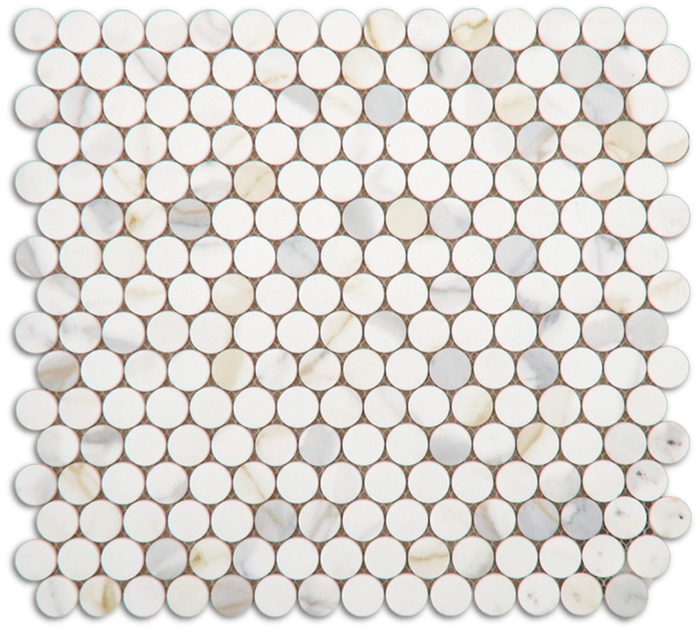 Boutique Calacutta Gold Glass Round Mosaic - Tile Stone Paver
