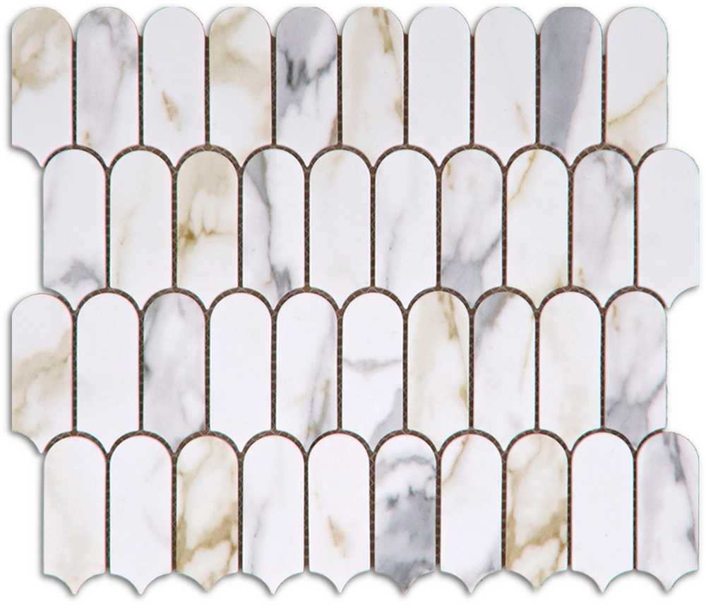 Boutique Calacutta Gold Glass Feather Mosaic - Tile Stone Paver