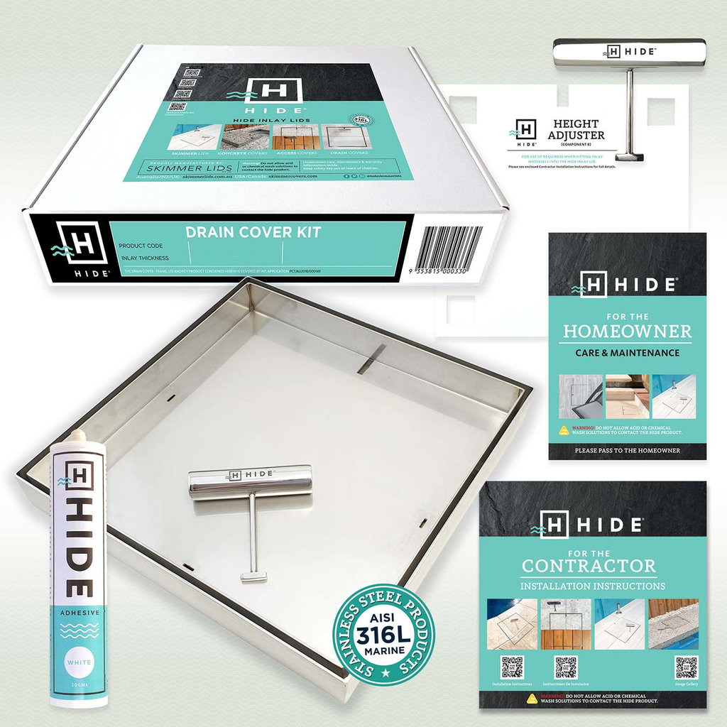 Hide Patio Drain Cover Kit 314mm x 314mm - Tile Stone Paver