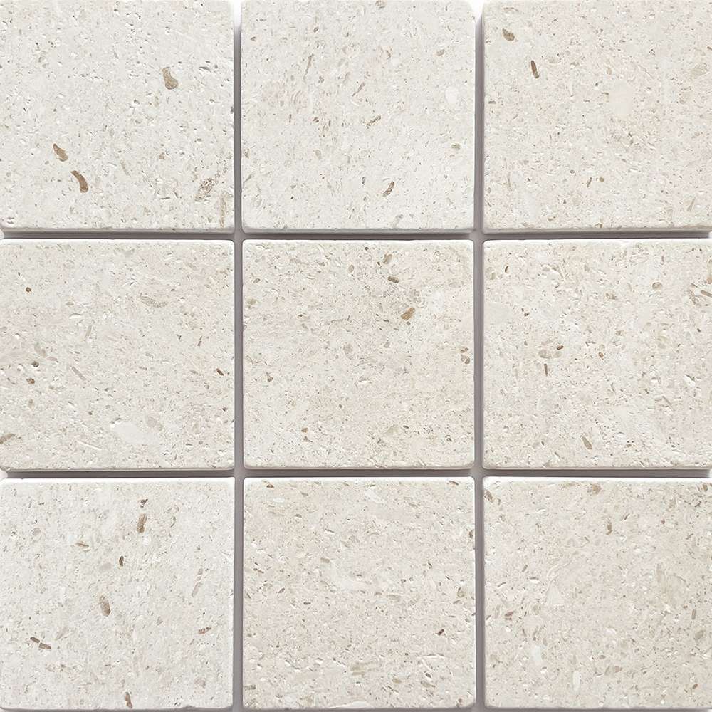 Apollo White Limestone Tumbled 100x100 - Tile Stone Paver