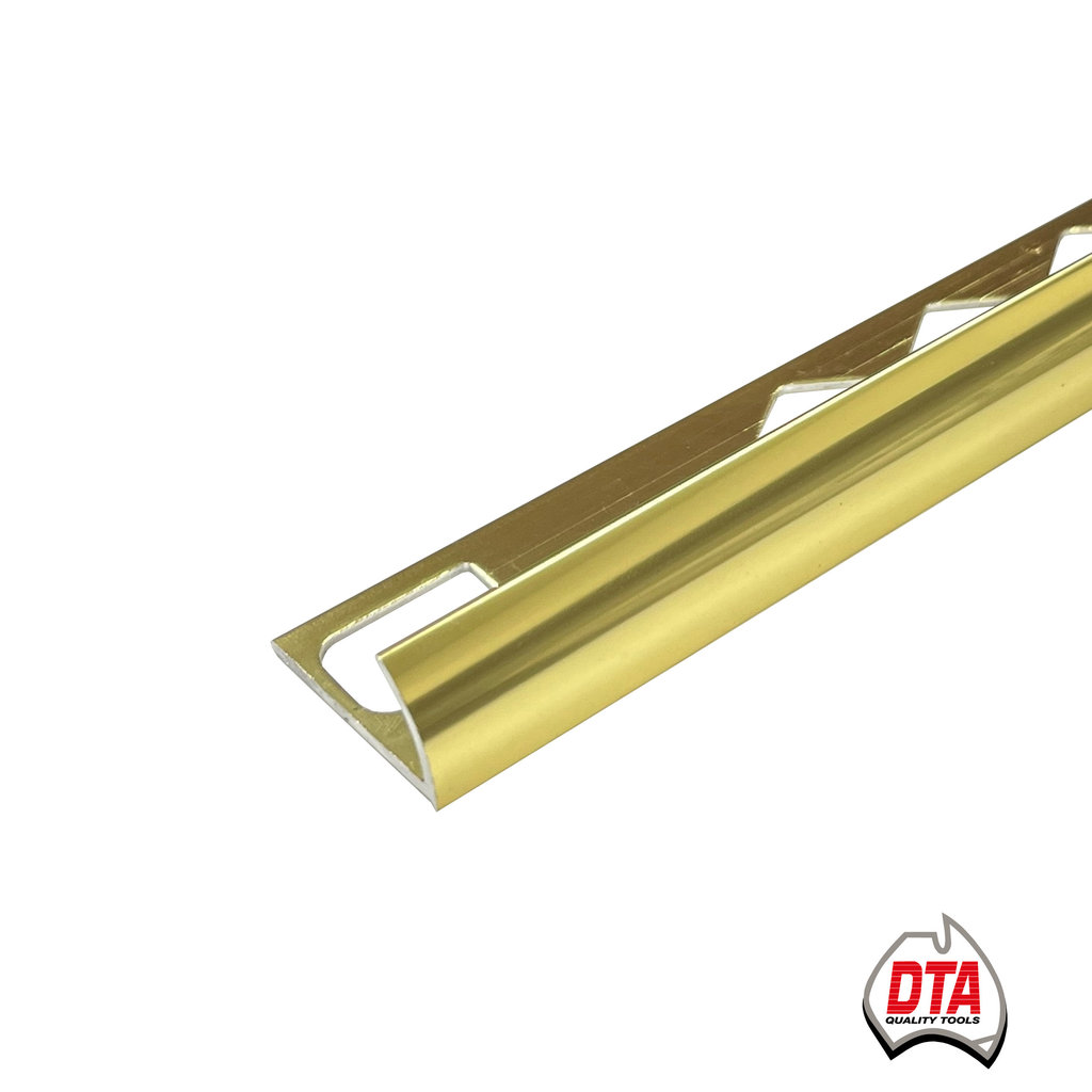 Round Aluminium Trim 12mm x 3m (Bright Gold) - Tile Stone Paver
