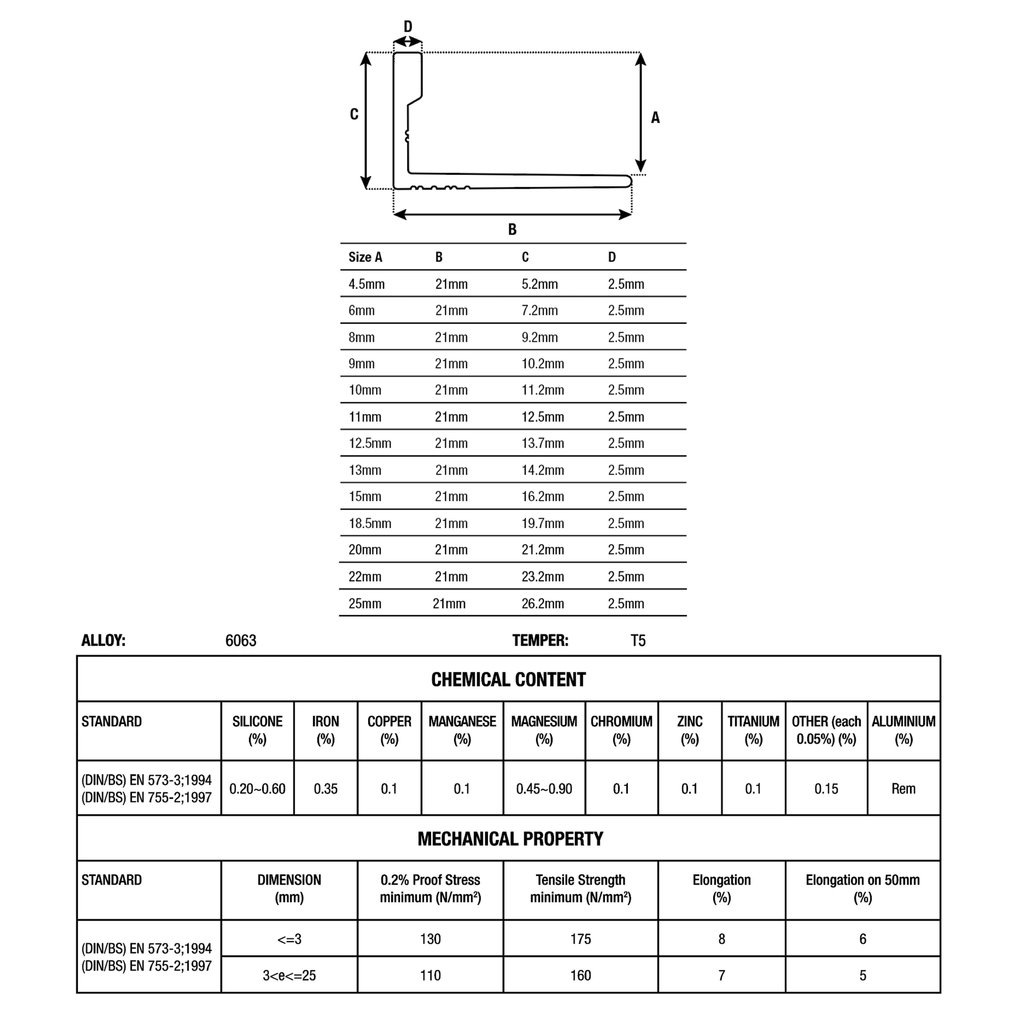 L Angle Aluminium Trim 10mm x 3m (Brushed Gunmetal) - Tile Stone Paver