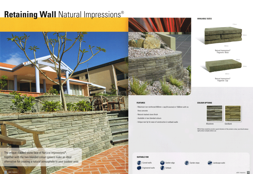 Adbri Natural Impressions Retaining Walls - Buy Online and Save